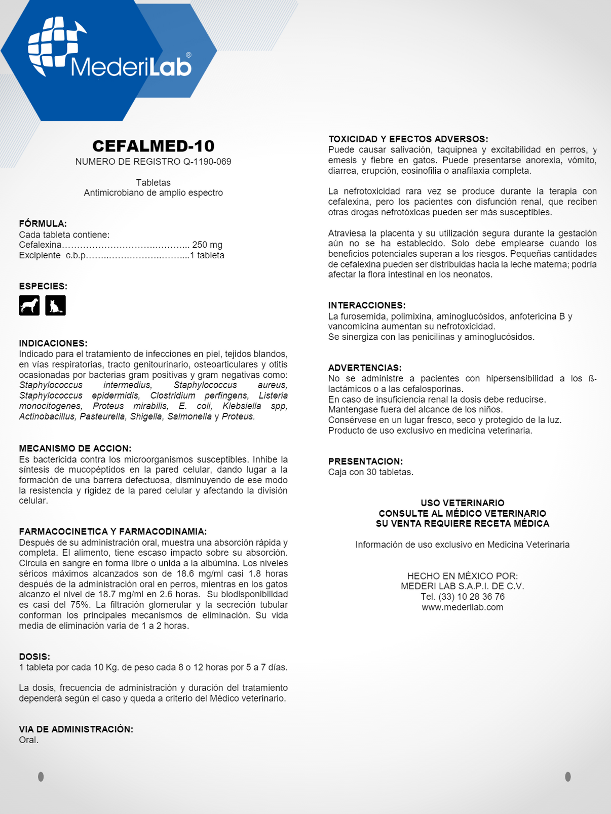 CEFALMED TABLETAS - MEREDILAB – Franz Haus