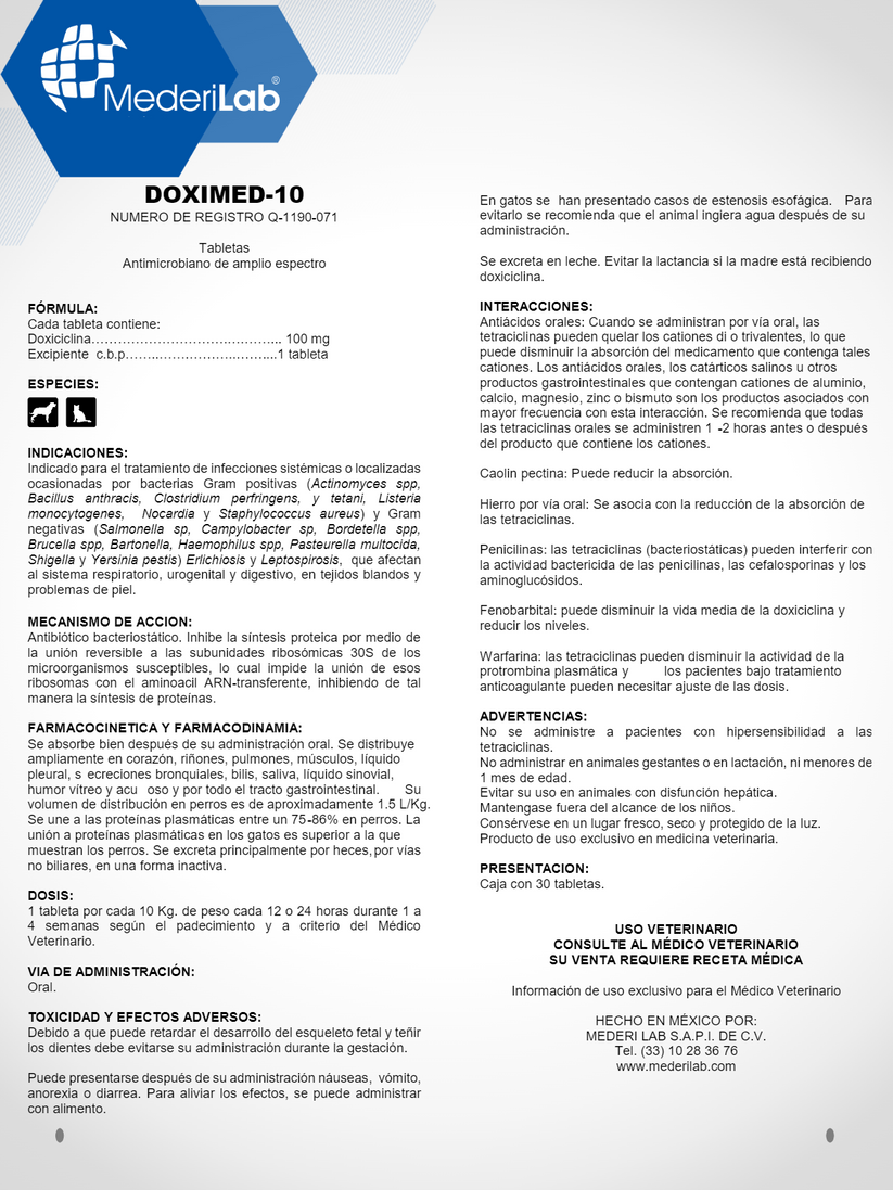 DOXIMED TABLETAS MEDERILAB – Franz Haus