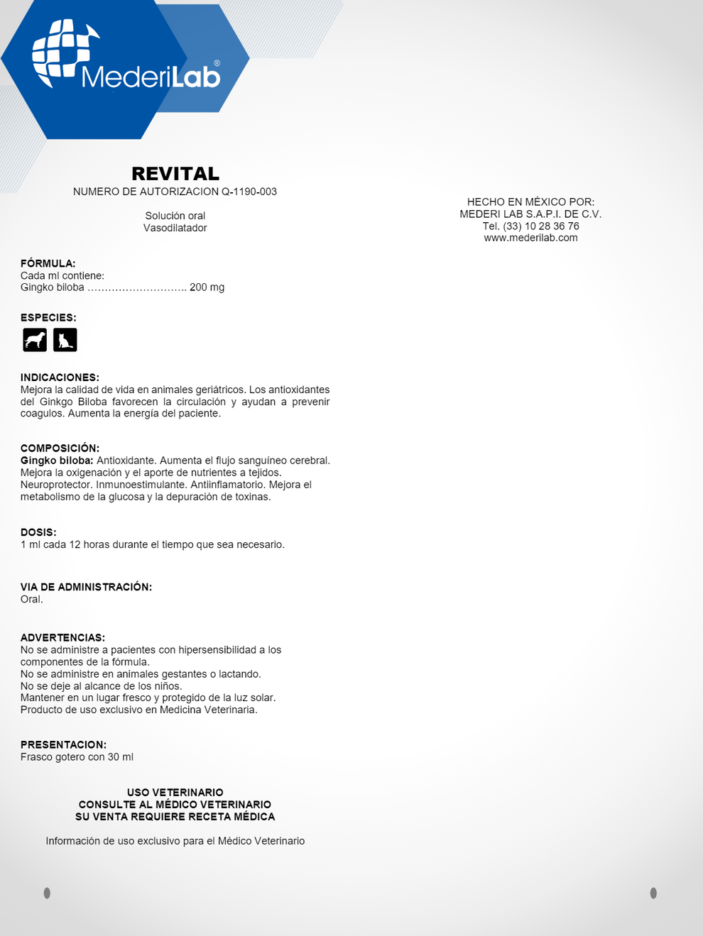REVITAL SOLUCIÓN ORAL MEDERILAB – Franz Haus